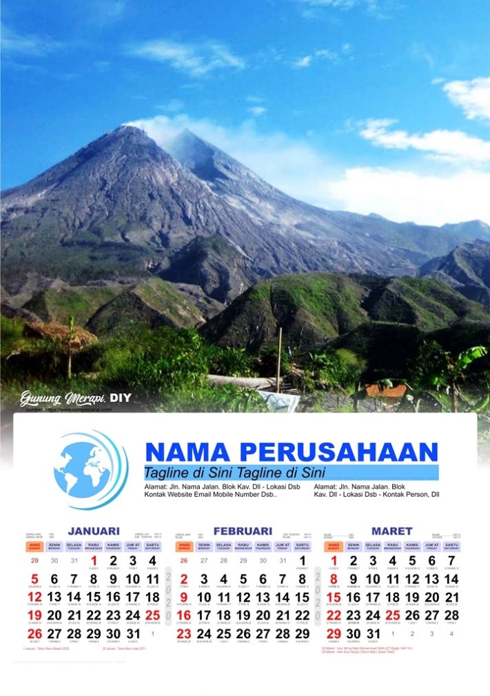 2020 Calendar Free Template Download Vector Lengkap PDF Corel Draw